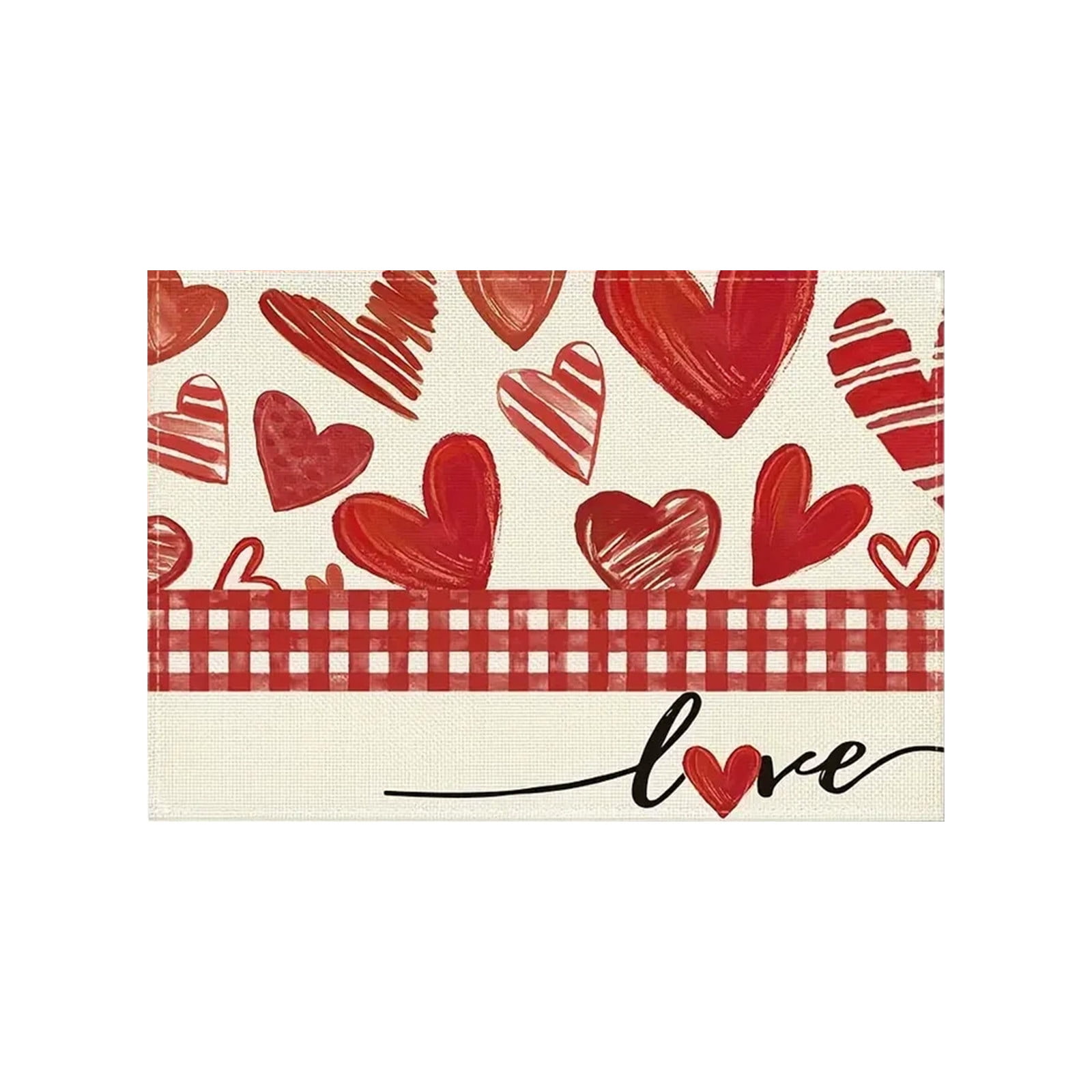 B Linen Heart Letter Print Placemat, Holiday Party Insulated Table Mat ...