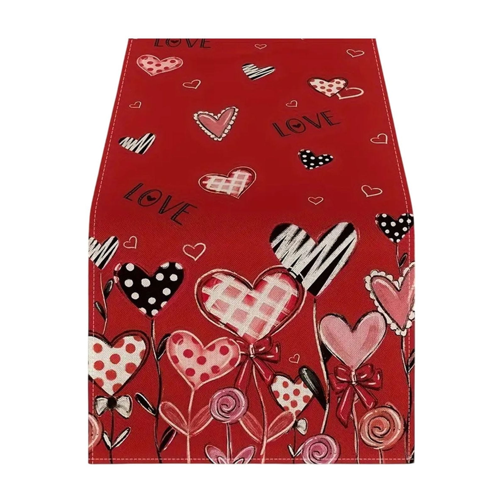 B Long Heart Art Table Runner Polyester With Soft Touch, Washable ...