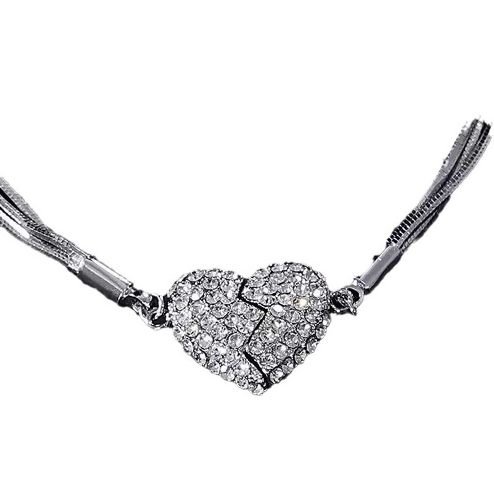 B Magnetic Patchwork Necklace Multi Layer Studded Magnet Necklace Heart ...
