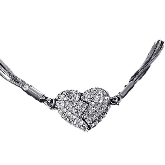 B Magnetic Patchwork Necklace Multi Layer Studded Magnet Necklace Heart ...