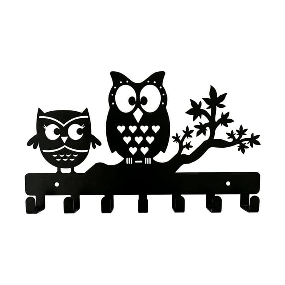 B Metal Wall Hook With Owl Design, 25X12X2Cm, Black Finish, For Hanging ...