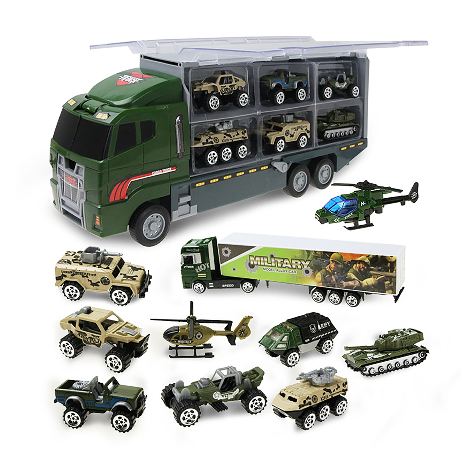 B Military Vehicle Toy Set 11 Pieces Alloy Mini Cars With Helicopters ...
