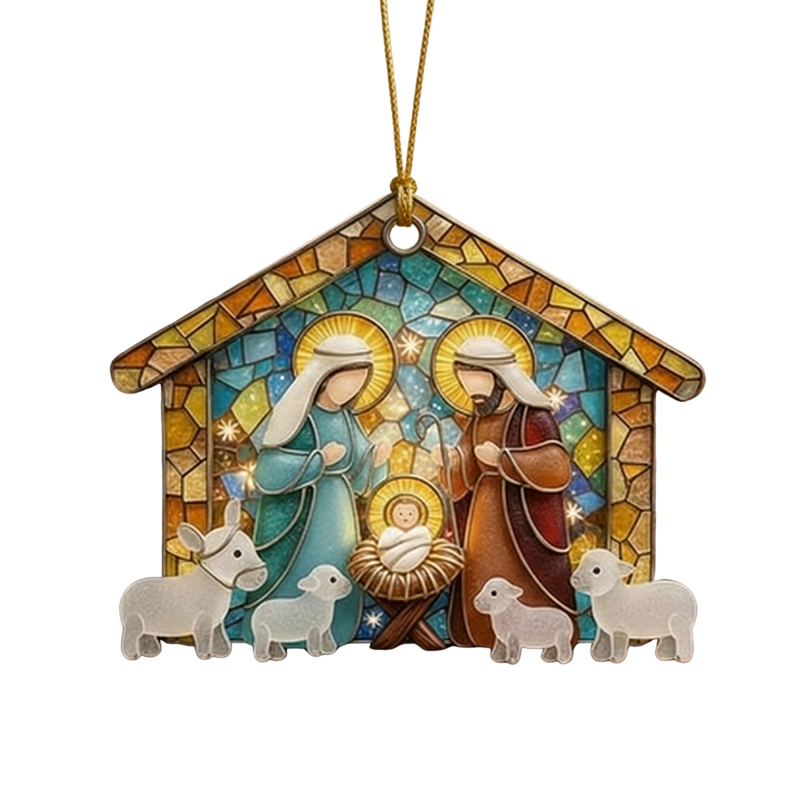 B Nativity Scene Ornament Hanging Decoration For Holiday Tree Display ...