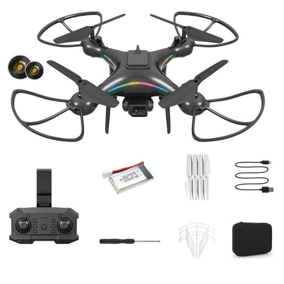 B New Drone With Colored Lights, Fixed Height, Dual Lens Aerial ...