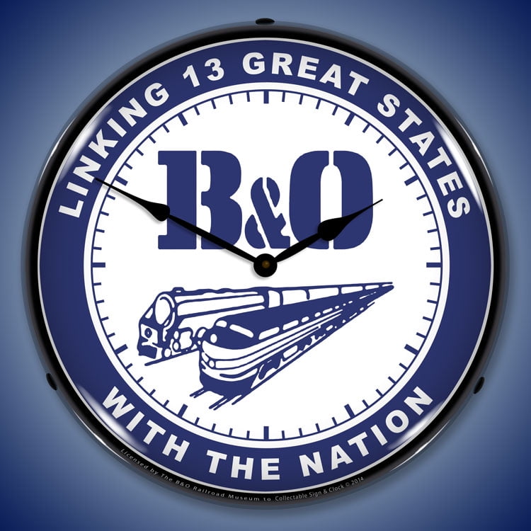 Collectable Sign and Clock B&O Railroad 13 States LED Lighted Premium ...