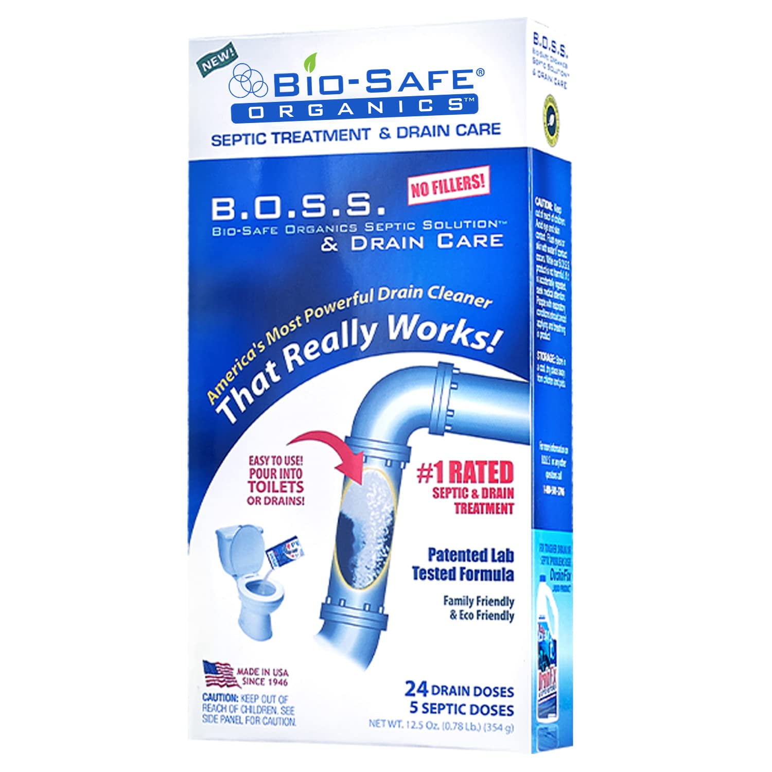 B.O.S.S.- Bio-Safe Organics Septic Solution & Drain Care 12.5 oz Powder ...