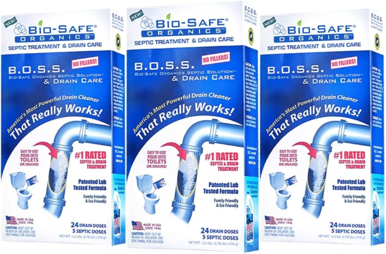 B.O.S.S.- LFLF Septic Solution & Drain Care 12.5 oz Powder - Patented ...