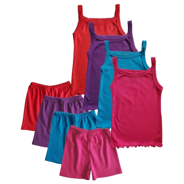 B-One Kids Girls Cotton Camisole Tank Top & Panty Shorts Set - Walmart.com