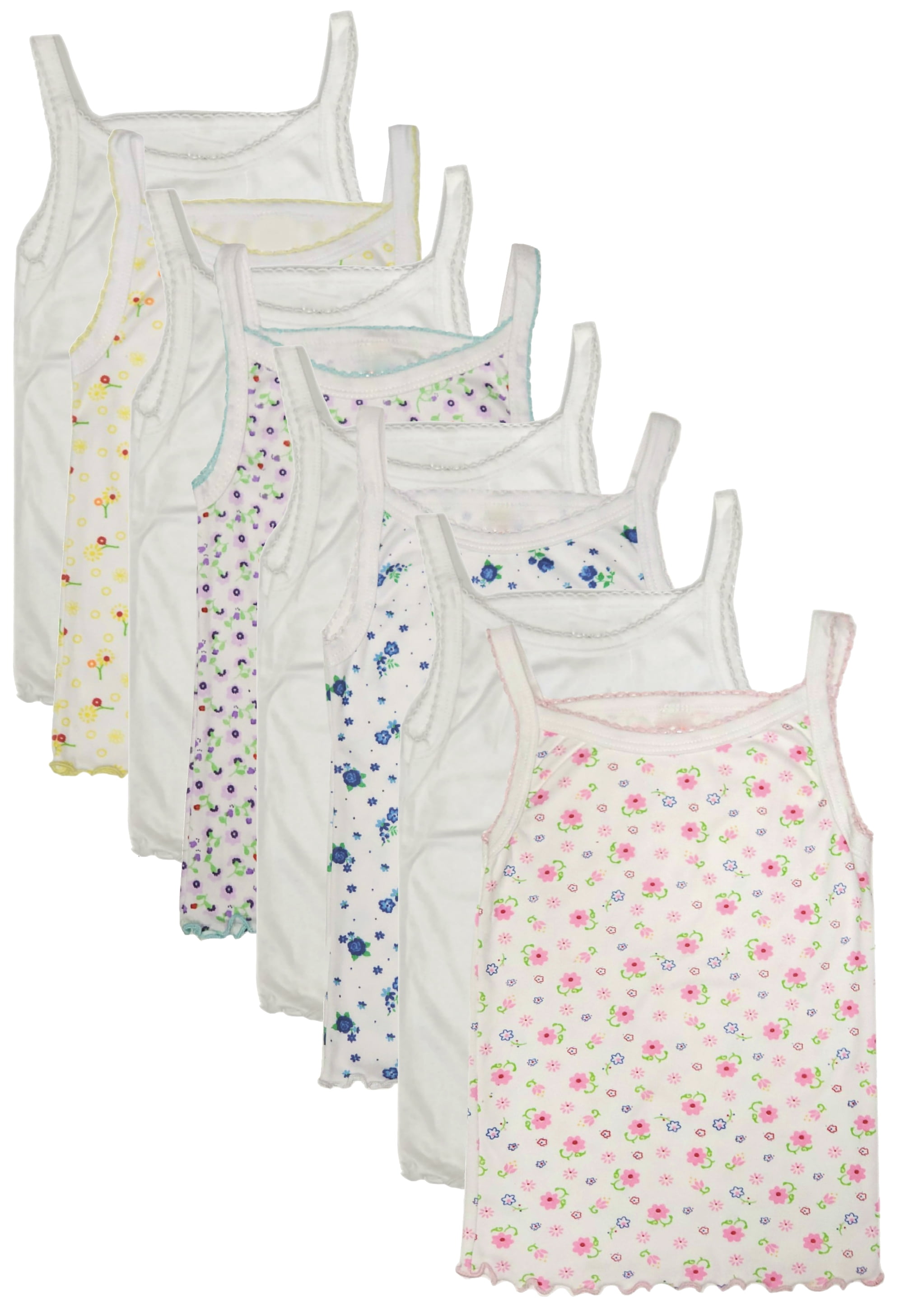 B-One Kids Girls' Cotton Camisole Tank Top Undershirt (Multipack ...