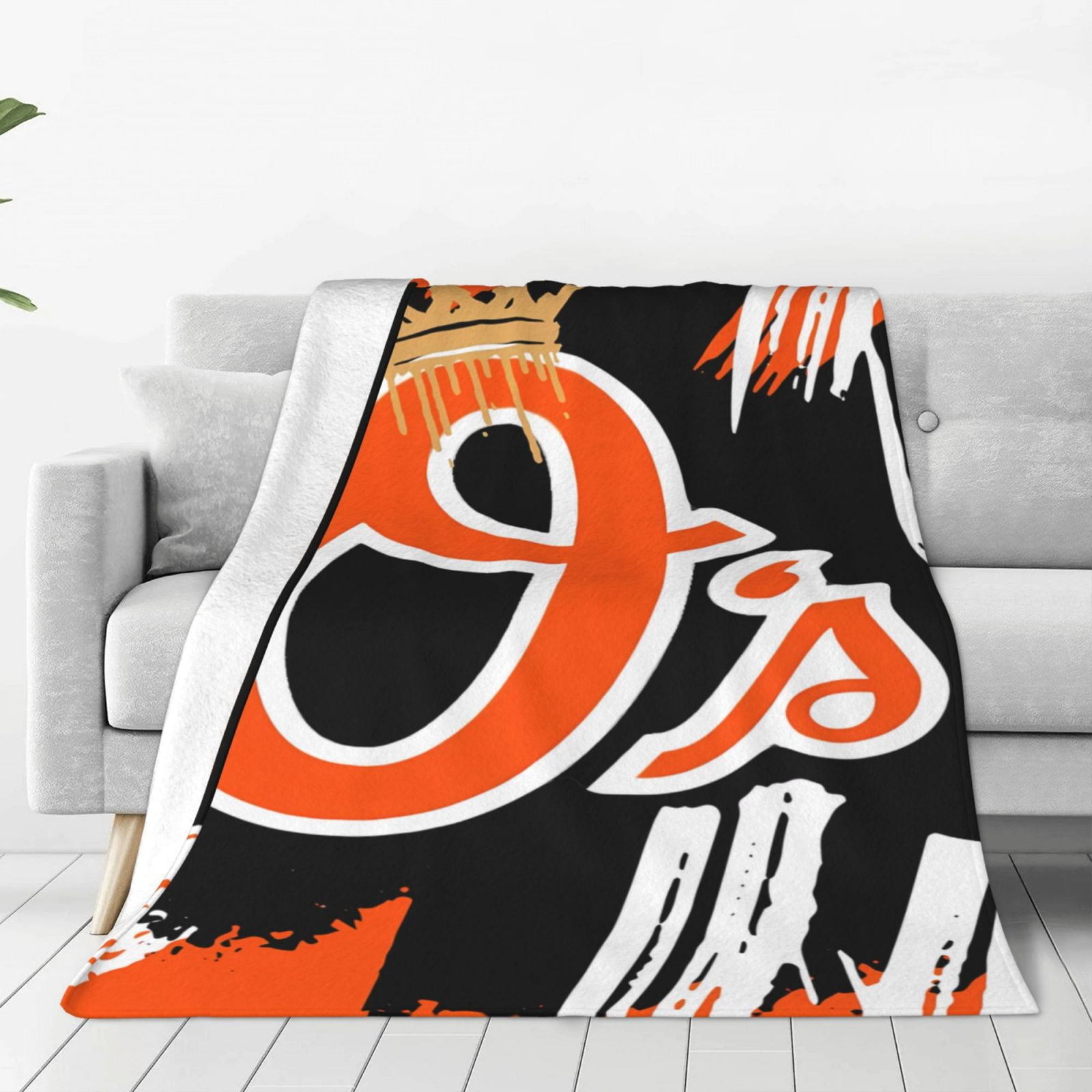 B_Orioles Custom Cozy Flannel Blanket, Baseball Team Themed Multi ...