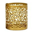 B Ornate Metal Candle Stand With Intricate Openwork Pattern In A Golden ...