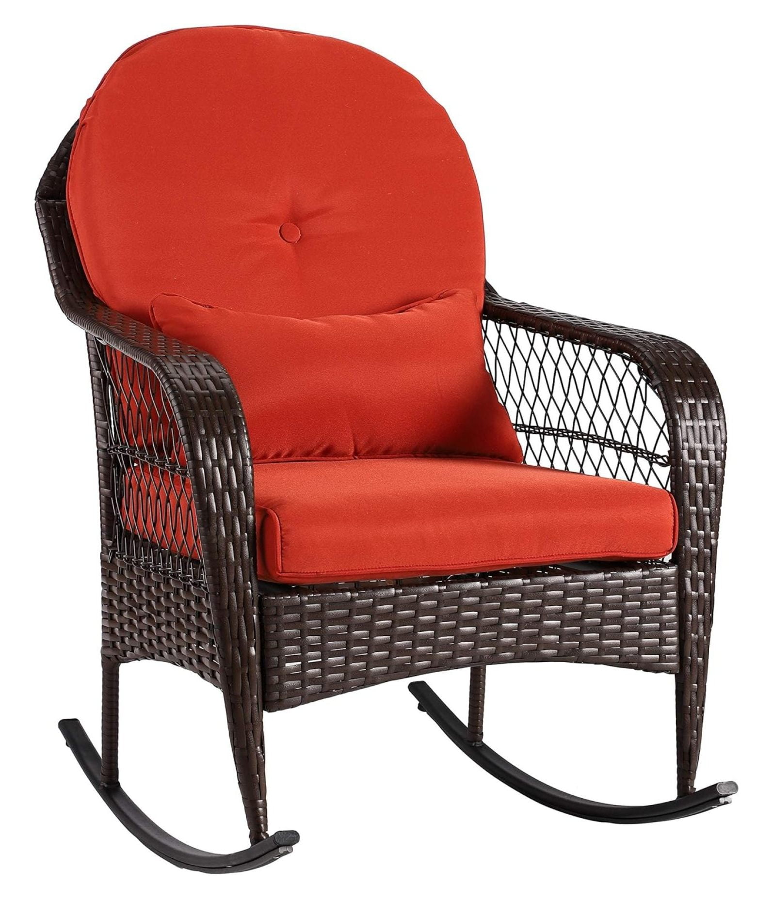 B Outdoor Wicker Rocking Chair All Weather Wicker Rocker Chair with ...
