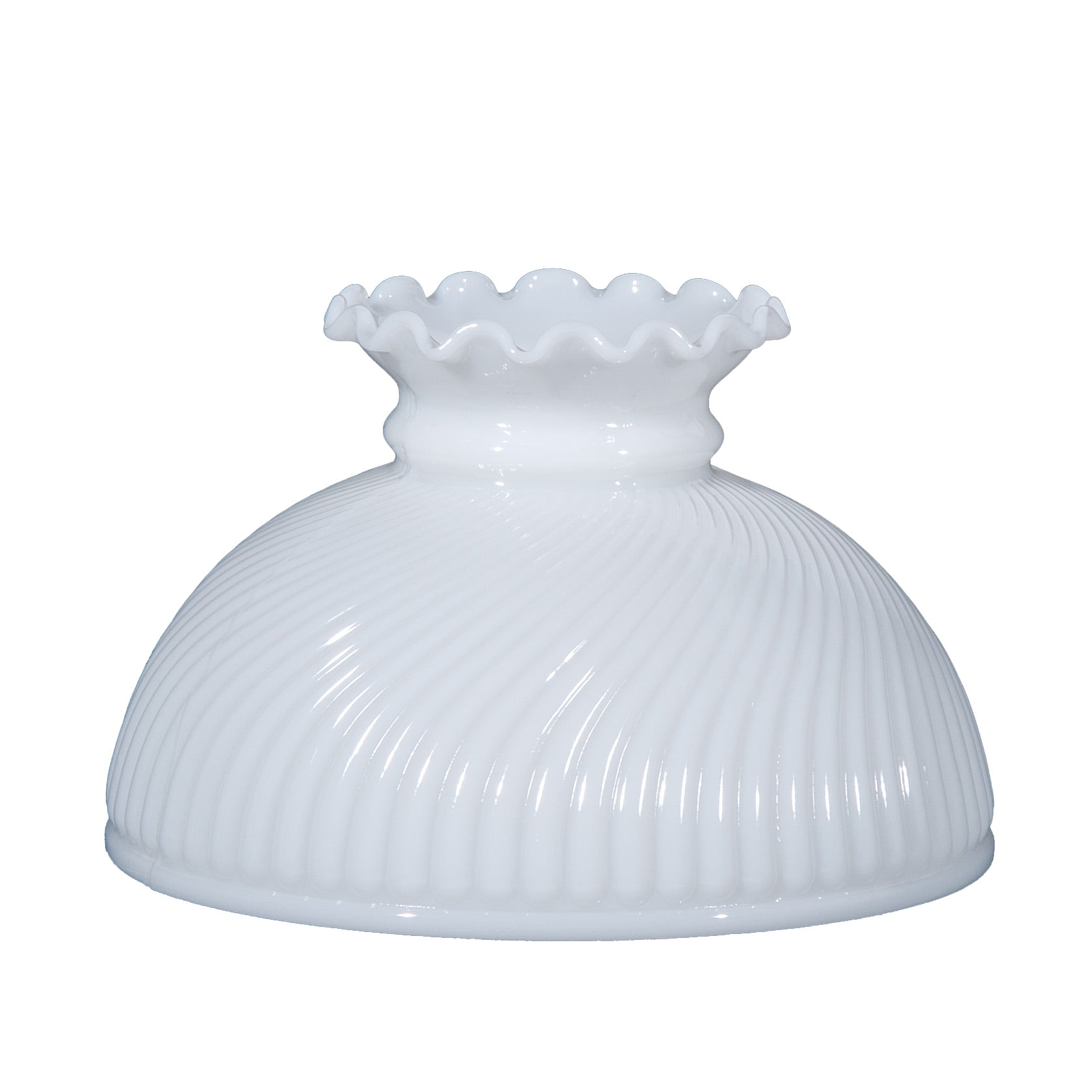 B&P Lamp® 10" Opal White Swirl Ribbed Student Lamp Shade with Crimped ...