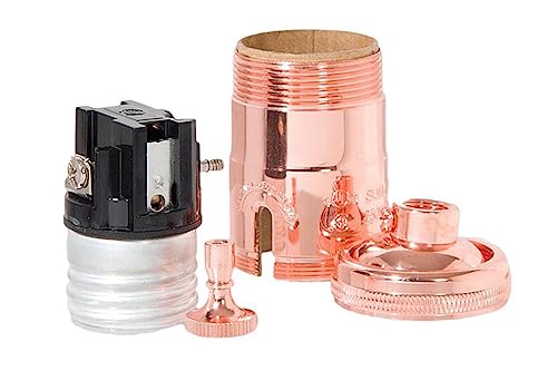 B&P Lamp® 3-Way Heavy Duty, Turned Brass Socket, Polished Copper Finish ...