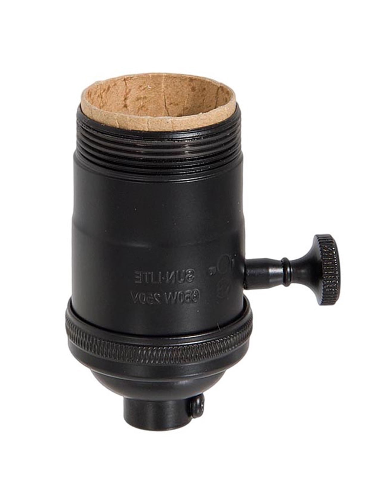 B&P Lamp® 3-Way Heavy Duty, Turned Brass Socket, Satin Black Finish ...