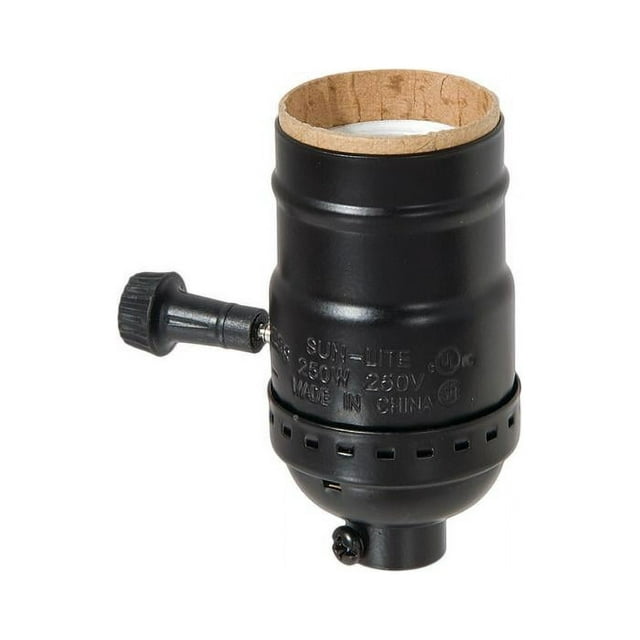 B&P Lamp® 3-Way Medium Base Lamp Socket with Satin Black Finish ...