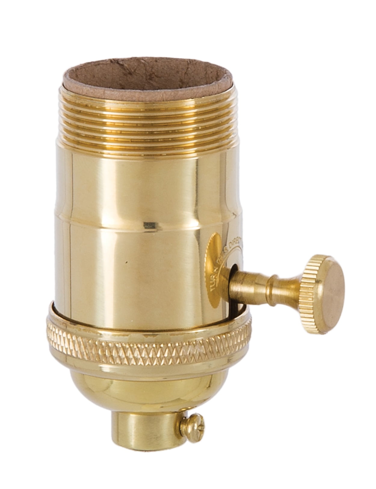 B&P Lamp® 3-Way, Turned Brass Lamp Socket (E26) with special Polished ...
