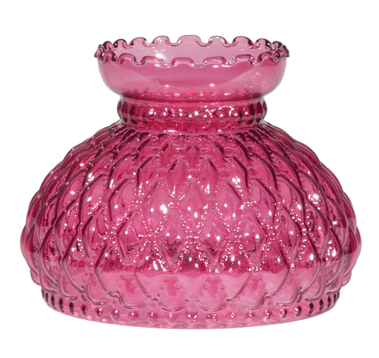 B&P Lamp 7" Diamond Quilted Pattern Cranberry Color Student Glass Shade ...
