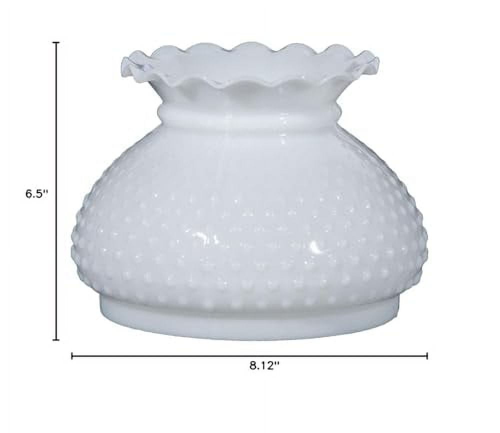 B&P Lamp 7 Inch White Cased Glass Hobnail and Crimped Top Student Shade ...
