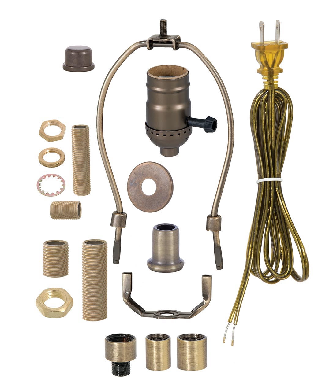 B&P Lamp® Antique Brass Finish Floor Lamp Wiring Kit with a 3-Way ...