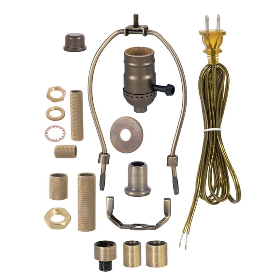B&P Lamp® Antique Brass Finish Floor Lamp Wiring Kit with a 3-Way ...