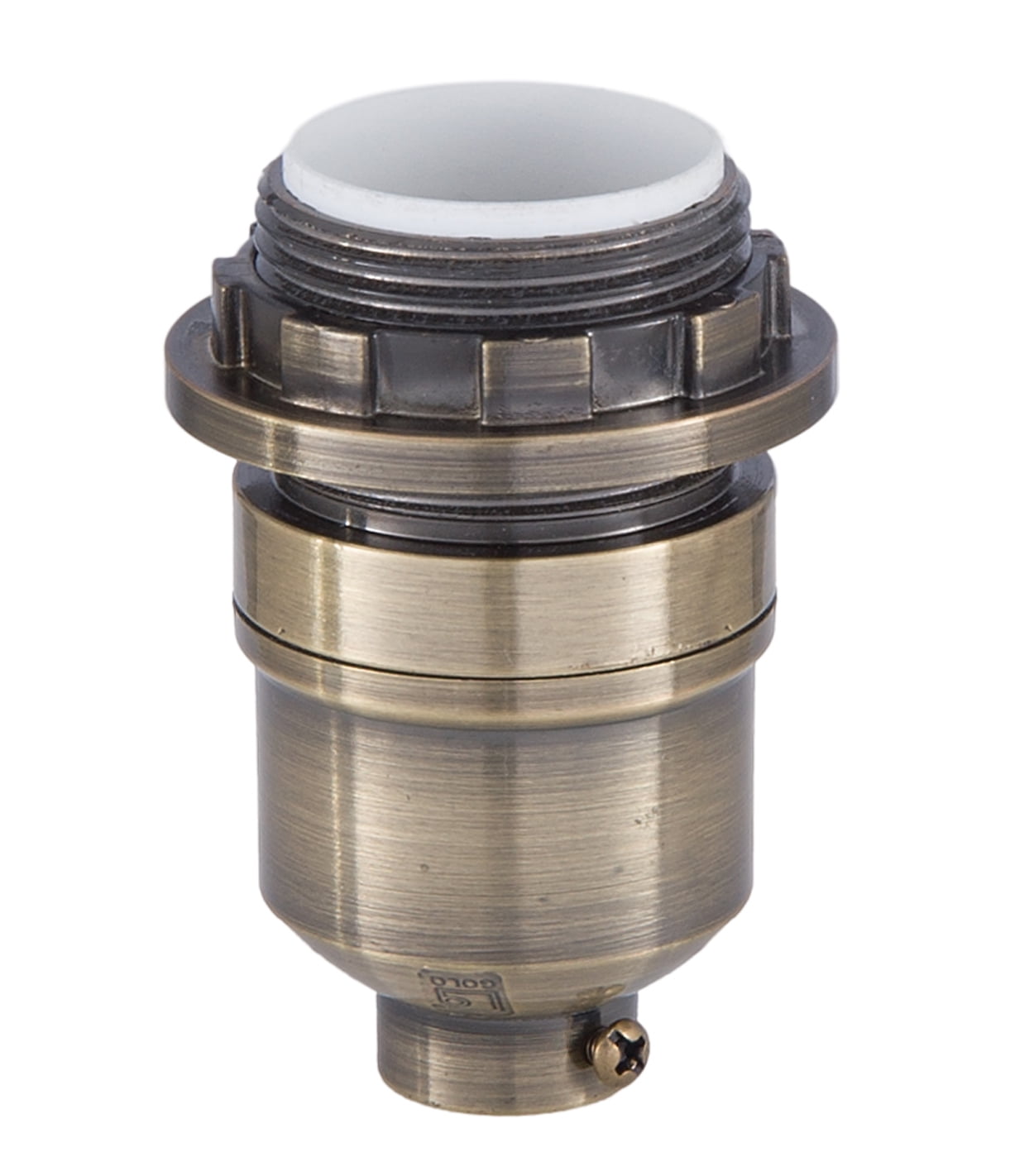 B&P Lamp® Antique Brass Finish, Med. Base Modern Keyless Lamp Socket ...