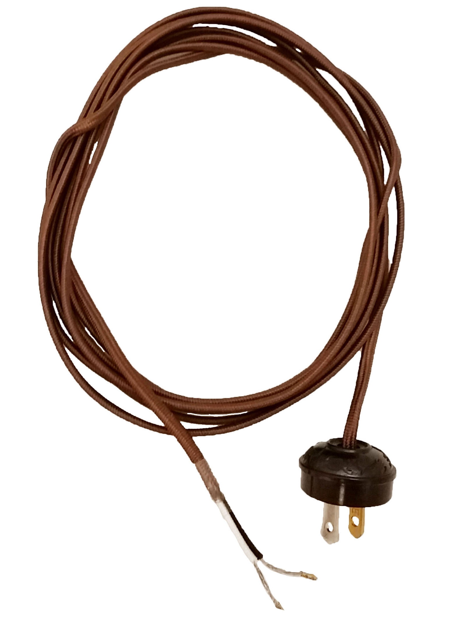 B&P Lamp® BROWN Rayon Lamp Cord Set With Antique Style ACORN Plug ...