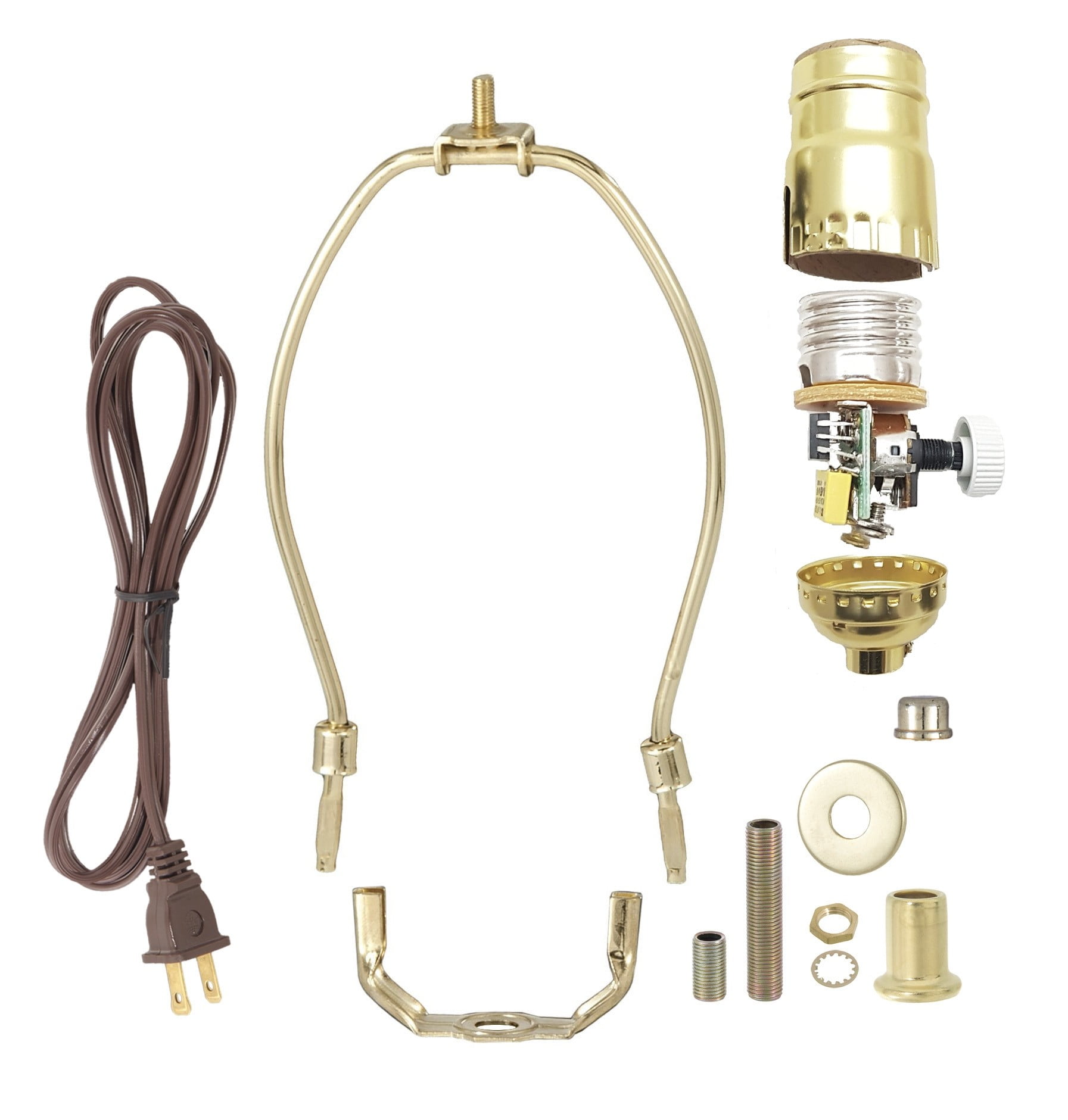 B&P Lamp® Brass Plated Finish Table Lamp Wiring Kit with 10 Inch Harp ...