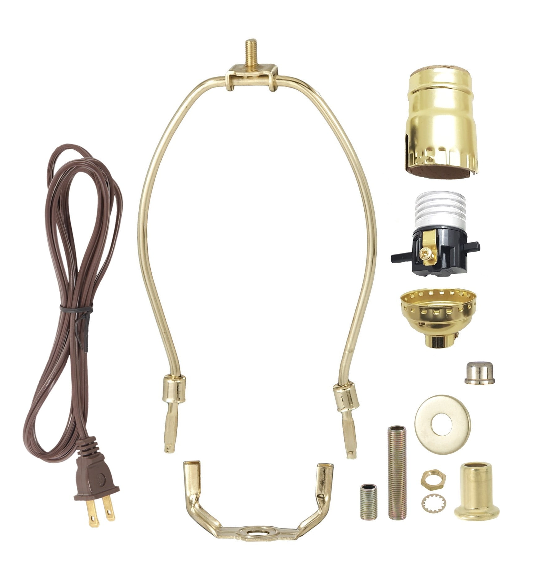 B&P Lamp® Brass Plated Finish Table Lamp Wiring Kit with a 7 Inch Harp ...