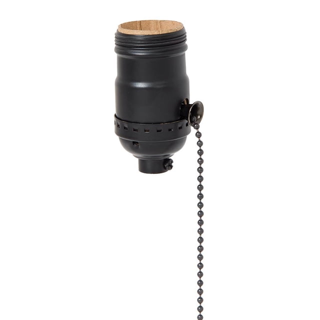 B&P Lamp® Brass Pull Chain Socket, Satin Black Finish, Pull Chain, On ...