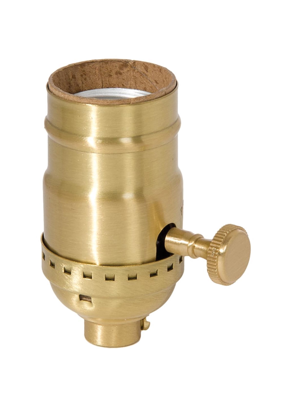 B&P Lamp® Brass Turn Knob Socket, Satin Brass Finish, On/Off Function ...