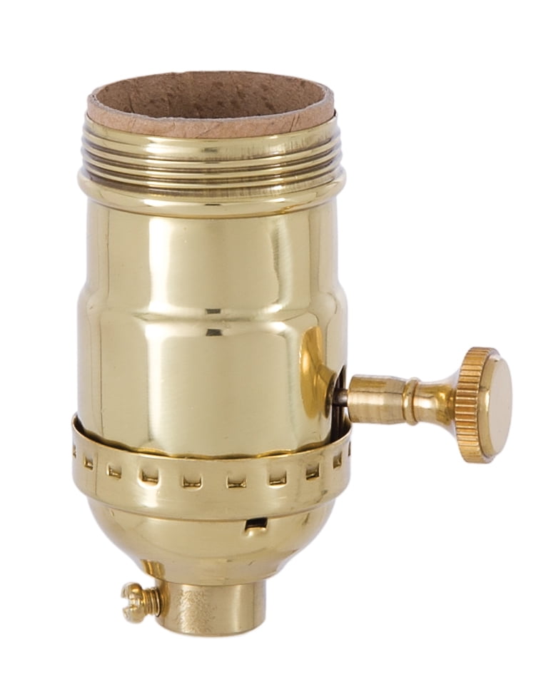B&P Lamp® Brass Turn Knob Sockets, Polished And Lacquered Finish, 3-Way ...