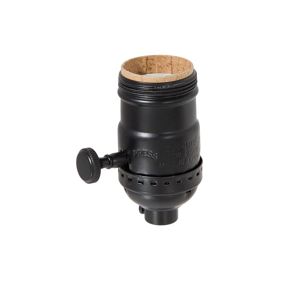 B&P Lamp® Brass Turn Knob Sockets, Satin Black Finish, 3-Way Function ...