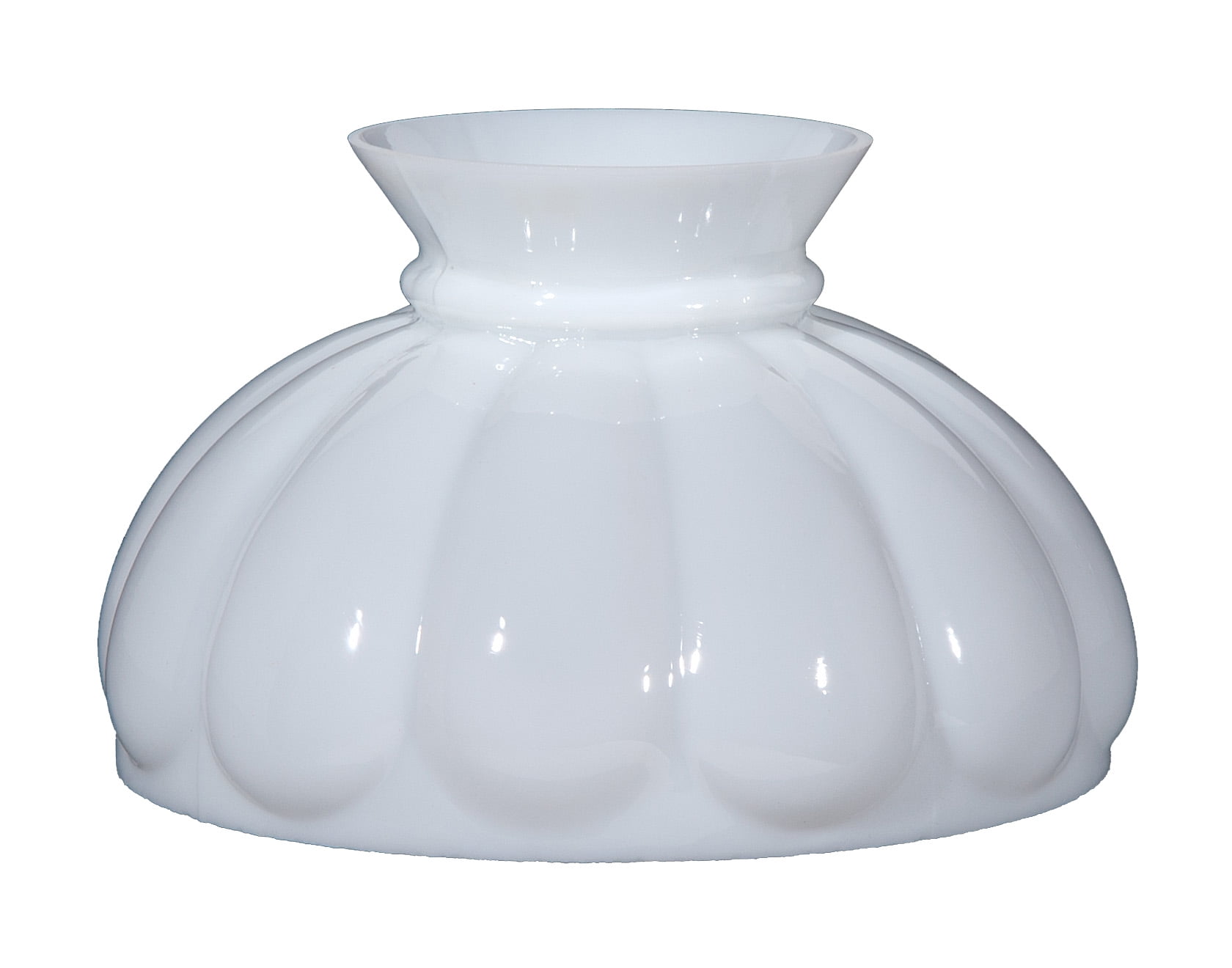 B&P Lamp® Cased White Glass Student Lamp Shade with Melon Design, Flat ...