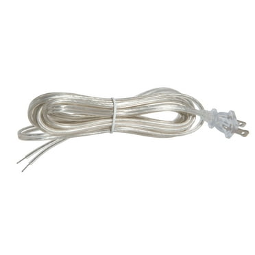B&P Lamp® Clear Silver Lamp Cord, 10 Foot Long SPT-1 Wire, UL Listed ...
