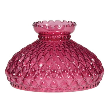 B&P Lamp 7" Diamond Quilted Pattern Cranberry Color Student Glass Shade ...