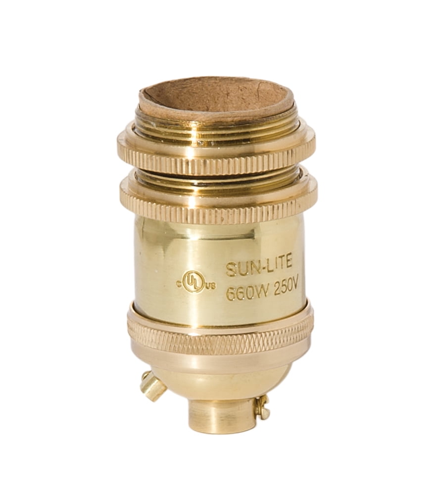 B&P Lamp® Heavy Turned Brass Keyless Socket, Polished and Lacquered ...