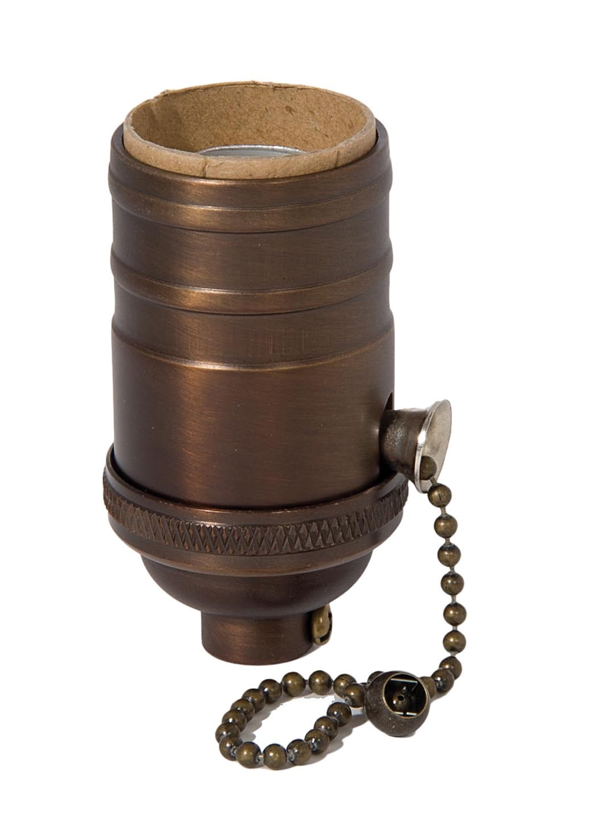 B&P Lamp® Heavy Turned Brass Socket With Antique Bronze Finish, On/Off ...