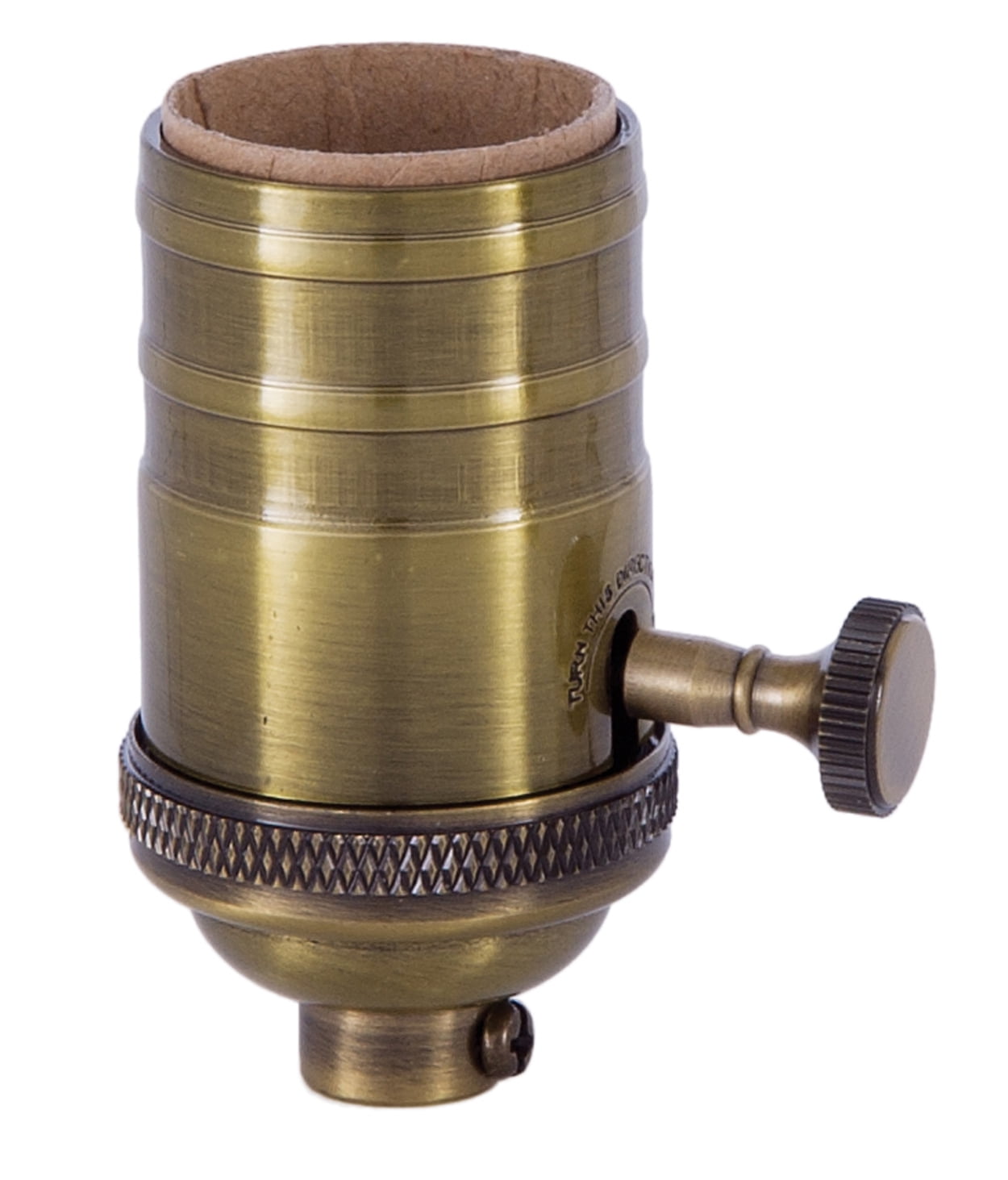 B&P Lamp® Heavy Turned Brass Socket With Brass Knob, Antique Brass ...
