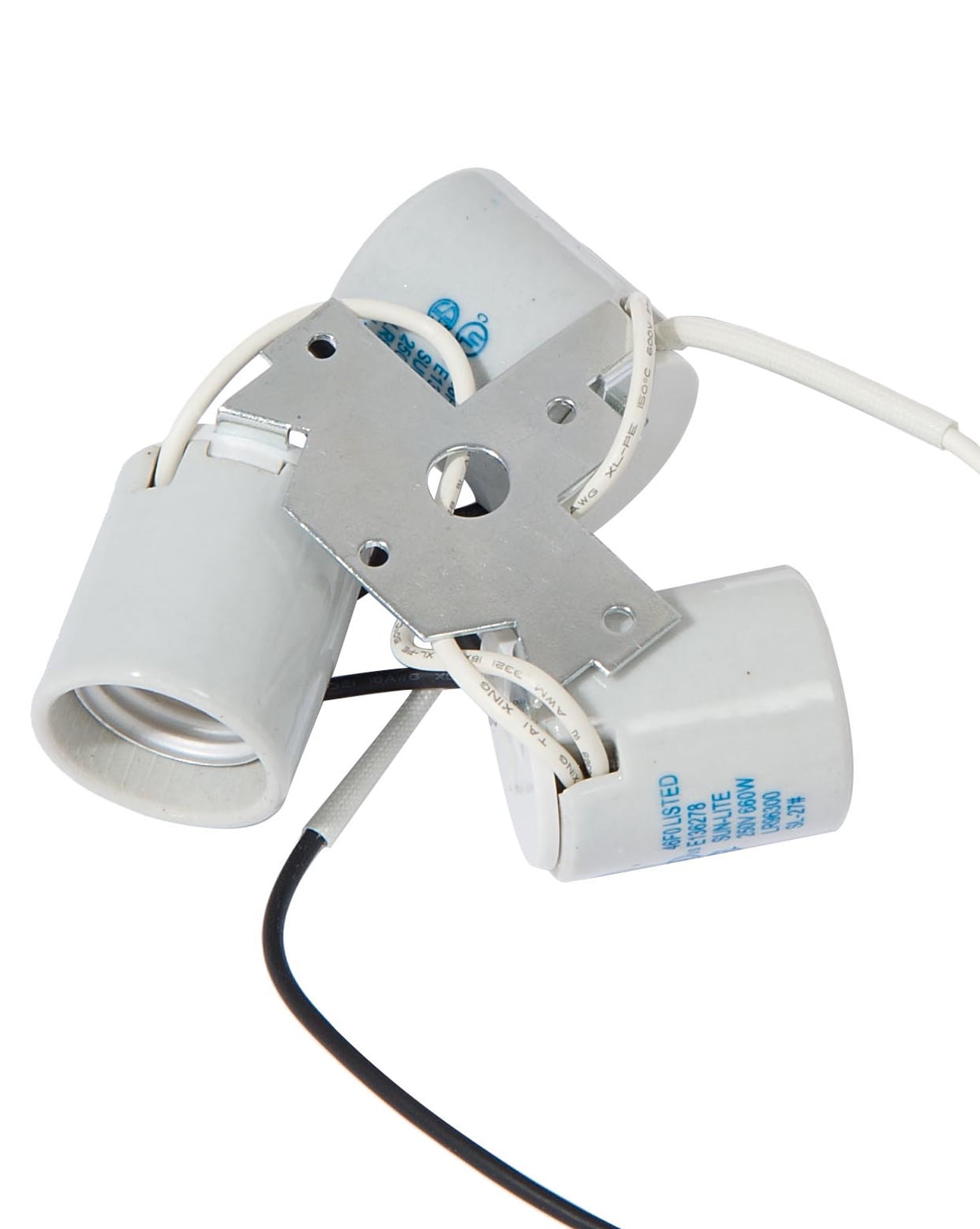 B&P Lamp® Keyless Glazed Porcelain Medium Base E26 Socket Three Light ...