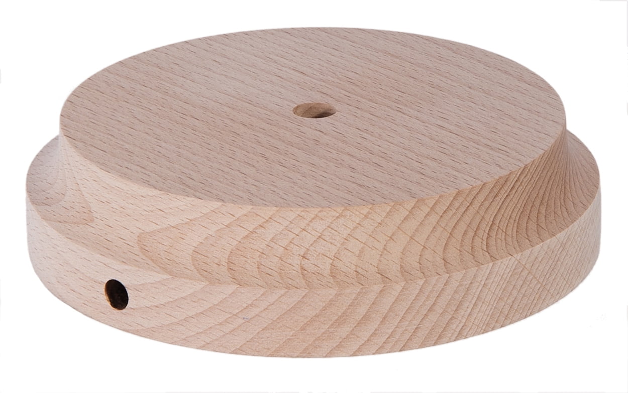 B&P Lamp® Modern Style Round Wooden Lamp Base with Tapered Edge, 4 1/2 ...