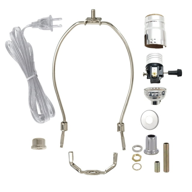 B&P Lamp® Nickel Plated Finish Table Lamp Wiring Kit with a 6 Inch Harp ...