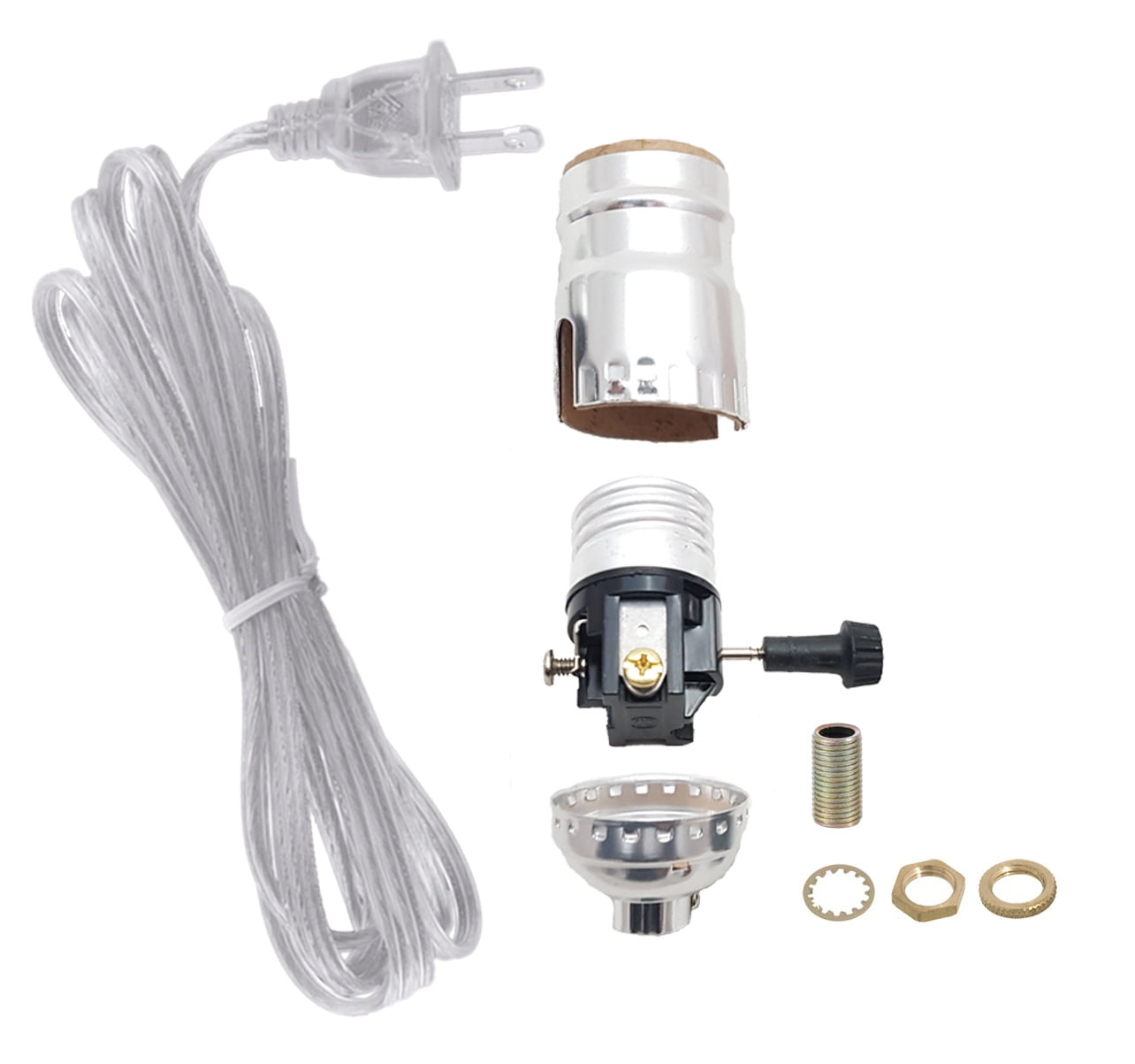 B&P Lamp® Nickel Plated Socket with Matching Cord Set and Basic ...