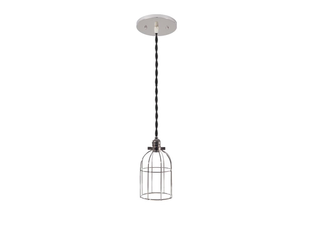 B&P Lamp® Pendant Light with Clamp-On Bulb Cage Shade, Socket, Cord ...