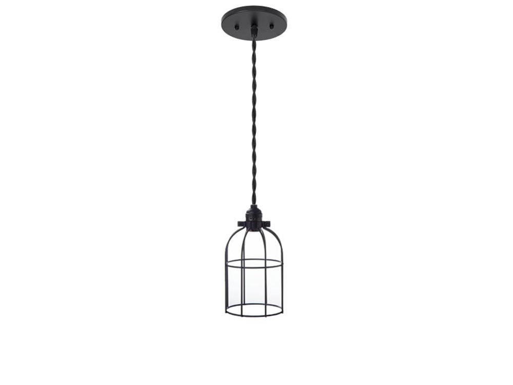 B&P Lamp® Pendant Light with Clamp-On Bulb Cage Shade, Socket, Cord ...
