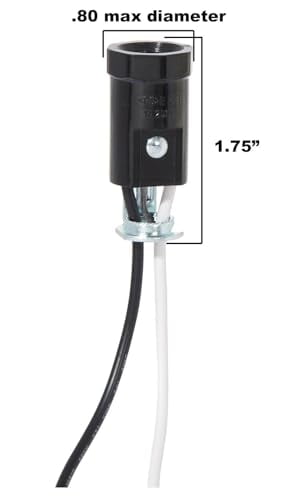 B&P Lamp® Pigtail E12 Candelabra Socket With 1/8F Hickey and 12 Inch ...