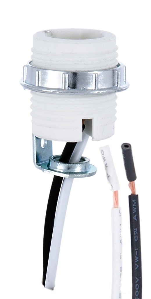 B&P Lamp® Porcelain, Threaded Candelabra Socket with hickey, metal ring ...