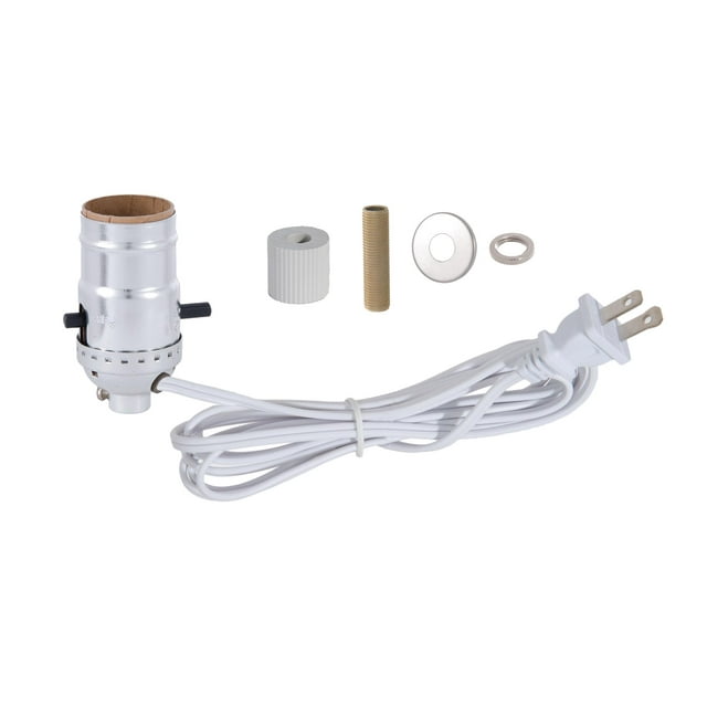 B&P Lamp® Prewired Bottle Lamp Kit with Nickel Plated Socket and White ...