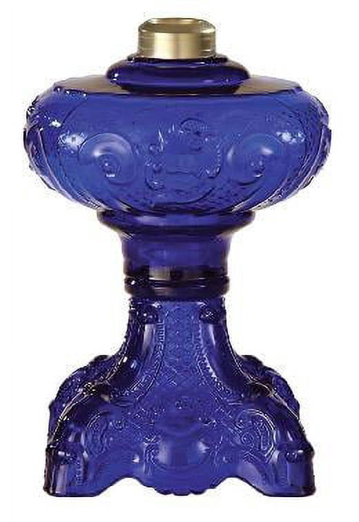 B&P Lamp® "Princess Feather" Pattern Oil Lamp, Cobalt Blue Glass ...