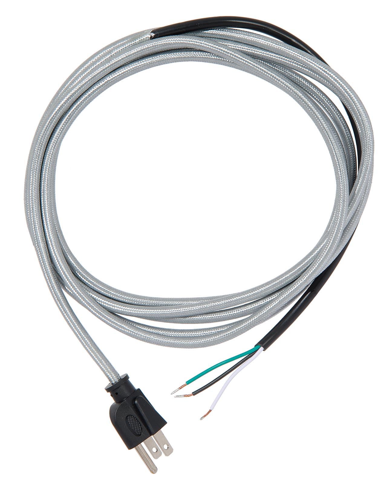 B&P Lamp® Silver Rayon Covered Round Lamp Cord with Ground - Walmart.com